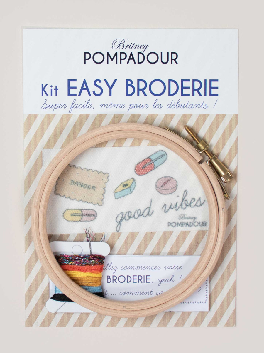 Good vibes embroidery kit pattern for beginners, peel stick and stitch