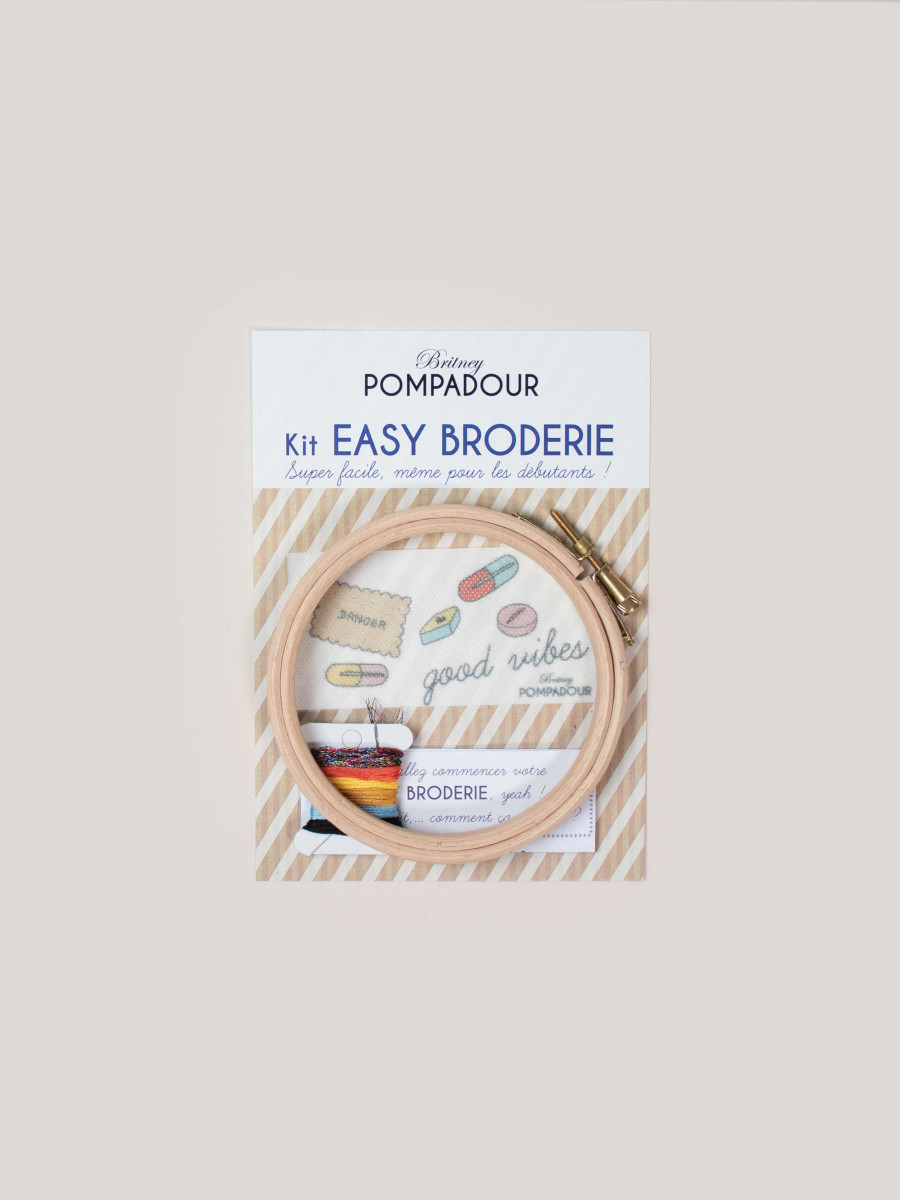 Good vibes embroidery kit pattern for beginners, peel stick and stitch