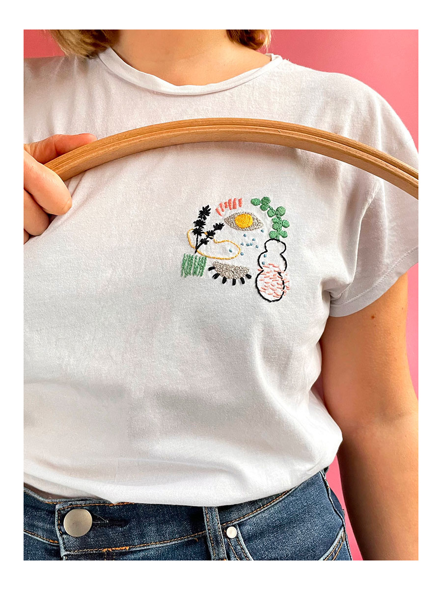 still life embroidery kit pattern for beginners, peel stick and stitch