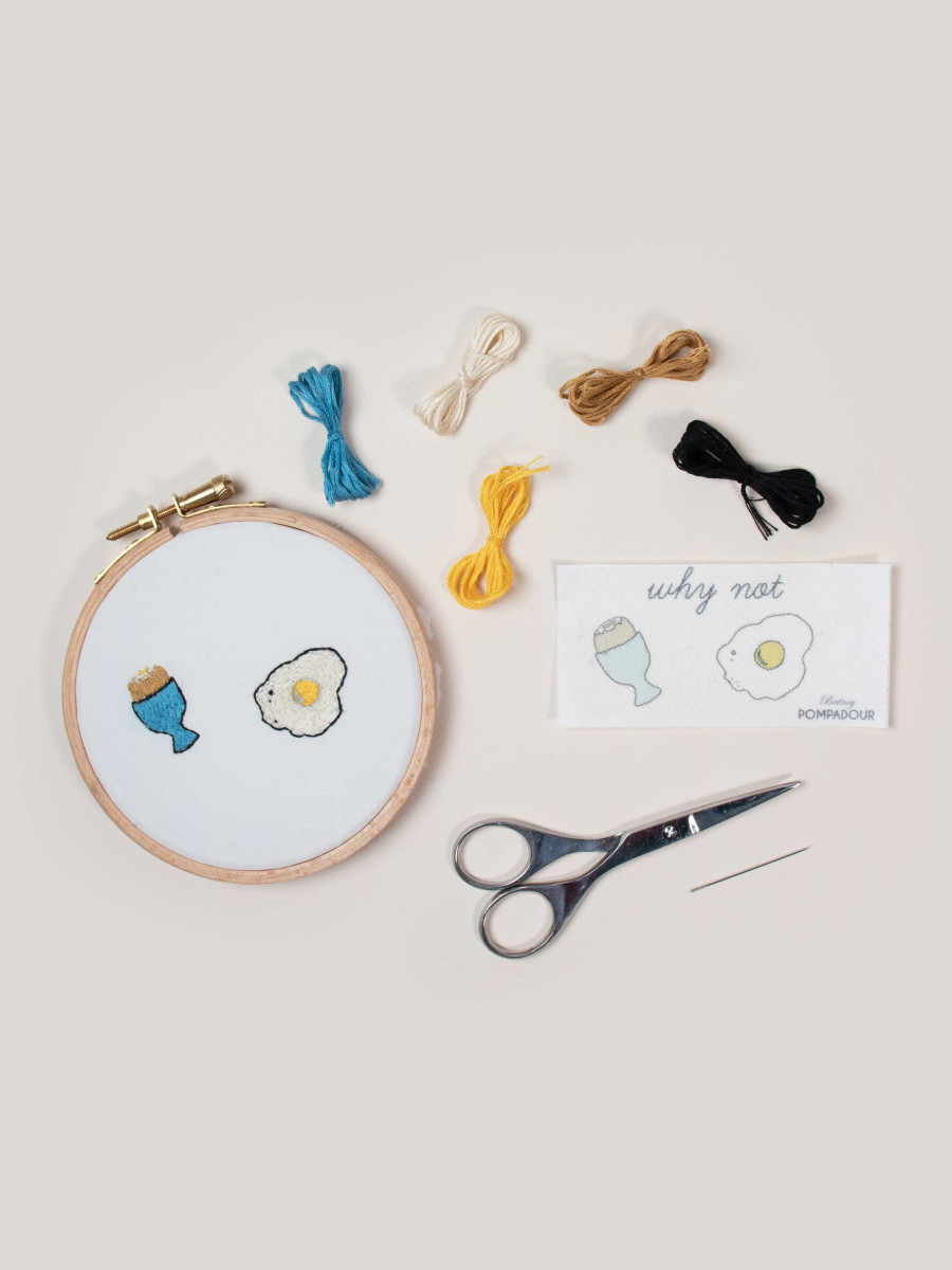 Eggs embroidery kit pattern for beginners, peel stick and stitch
