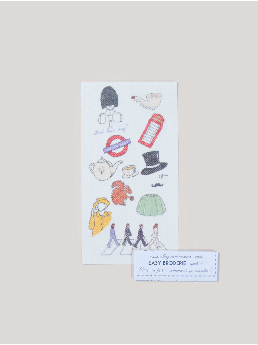 London - stick and stitch embroidery pattern - Britney Pompadour