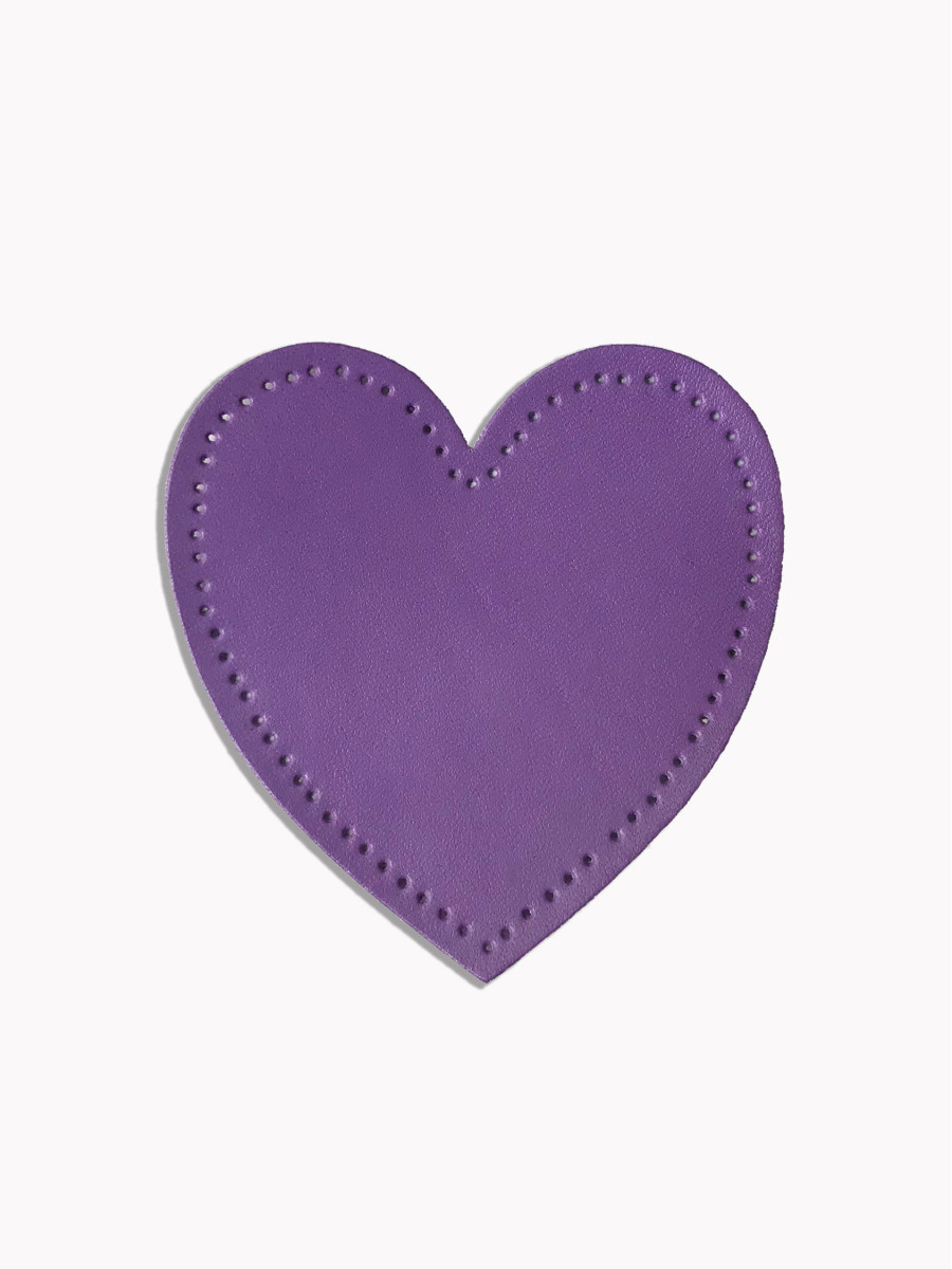 Purple heart-shaped leather elbow patch - Britney POMPADOUR